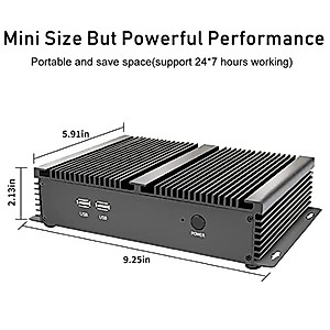 msecore Mini Industrial PC, Rackmount Fanless Computers, Wall-mountable Desktop with i3-4005U, 8GB RAM, 128GB SSD, VGA, HDMI, 2xCOM RS232, WOL, Windows 10 Pro