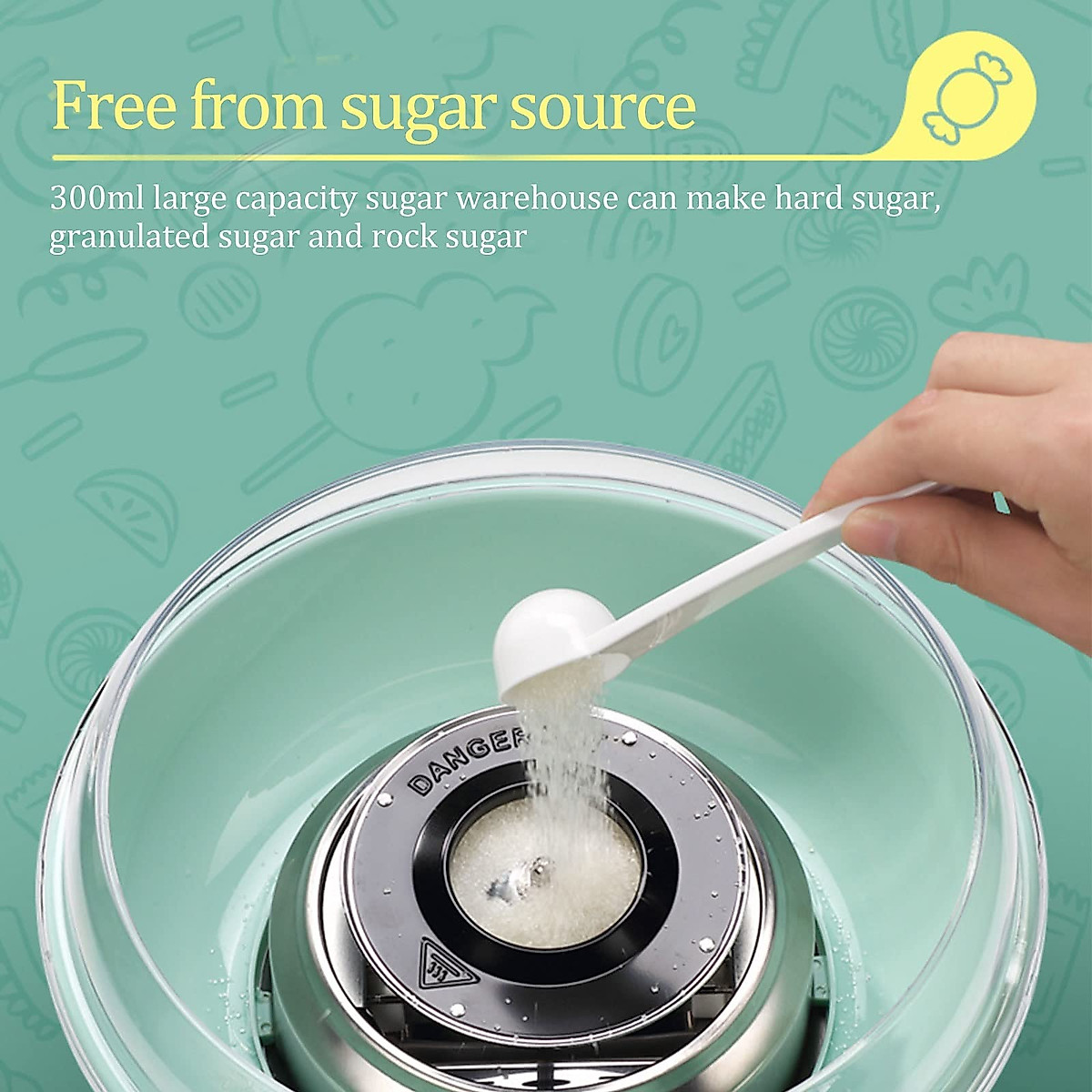 SZDYQ Candyfloss Machines, Coten Candy Machine, Compact, Light and Stylish, for Sugar or Hard Candy, Cotton Candy Machine for Children's Birthdays and Parties (Color : Green)