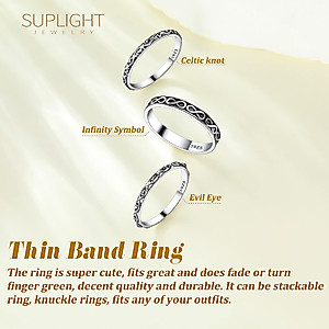 Suplight Womens Rings 925 Sterling Silver Celtic Knot Rings Wedding Band Ring Size 11
