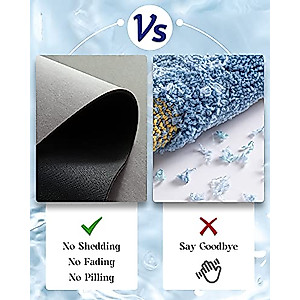 MontVoo-Bath Mat Rug-Rubber Non Slip Quick Dry Super Absorbent Thin Bathroom Rugs Fit Under Door-Washable Bathroom Floor Mats-Shower Rug for in Front of Bathtub,Shower Room,Sink (16x24, Gray)