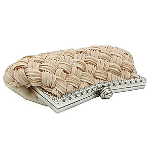 Kami-jia Weaving Diamante Crystal Prom Cocktail Party Wedding Engagement Evening Bag Purse Clutch Pouch 9.26' 1.18'