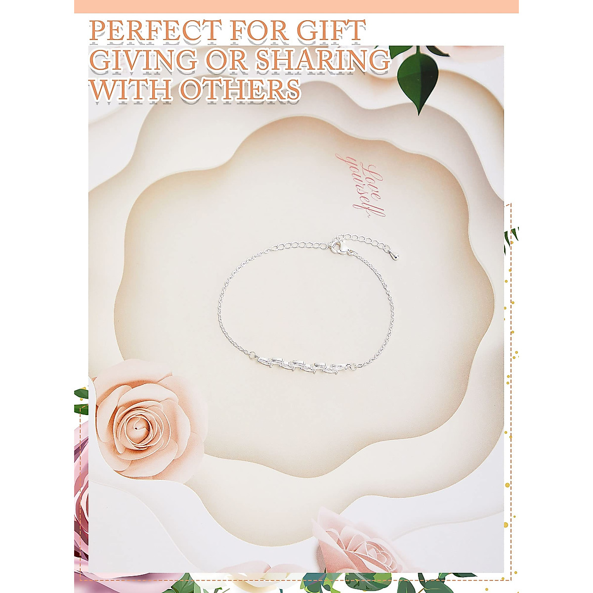 6 Pcs Bridesmaid Gifts Bridesmaid Bracelets Dainty Bracelets Tiny Zirconia Leaf Adjustable Bridal Bracelet Crystal Bracelet (Silver)