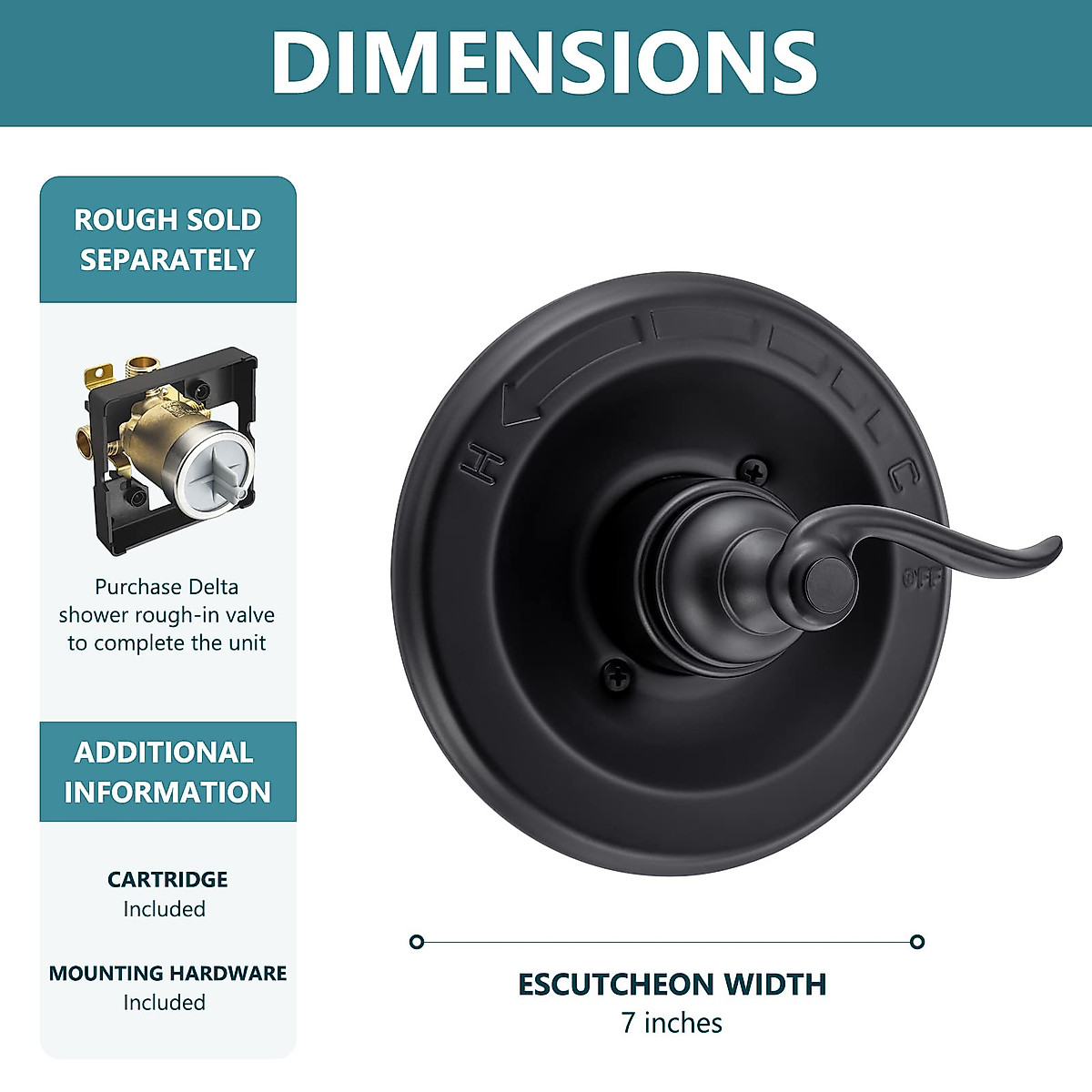 Pressure-Balancing Valve Trim Replacement for D 14 Series, Matte Black