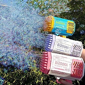 Bubble Gun Bubble Machine Gun 69 Holes Automatic Bubbles Machine for Kids Adults Outdoor Toys Gift for Birthday Wedding Party Bubble Blaster for Indoor Bubble Blower Toddlers - Pink Bubble Makers
