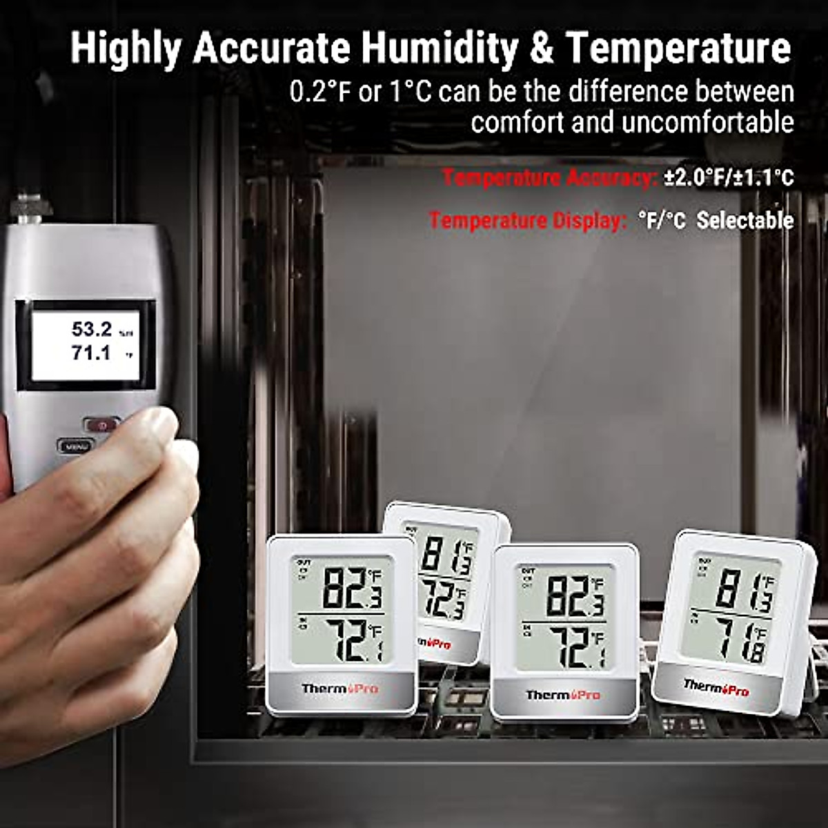 ThermoPro Indoor Outdoor Thermometer Wireless TP200B, Thermometer indoor outdoor with Temperature Sensor Up to 500FT, Outdoor Thermometers for Patio Garden Cellar Home Room