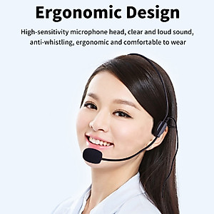 Bewinner Mini 3.5mm Head-Mounted Wired Microphone Condenser MIC for Voice Amplifier Speaker Compatible with Phone, pad, Android & Windows Smartphones and Tablet