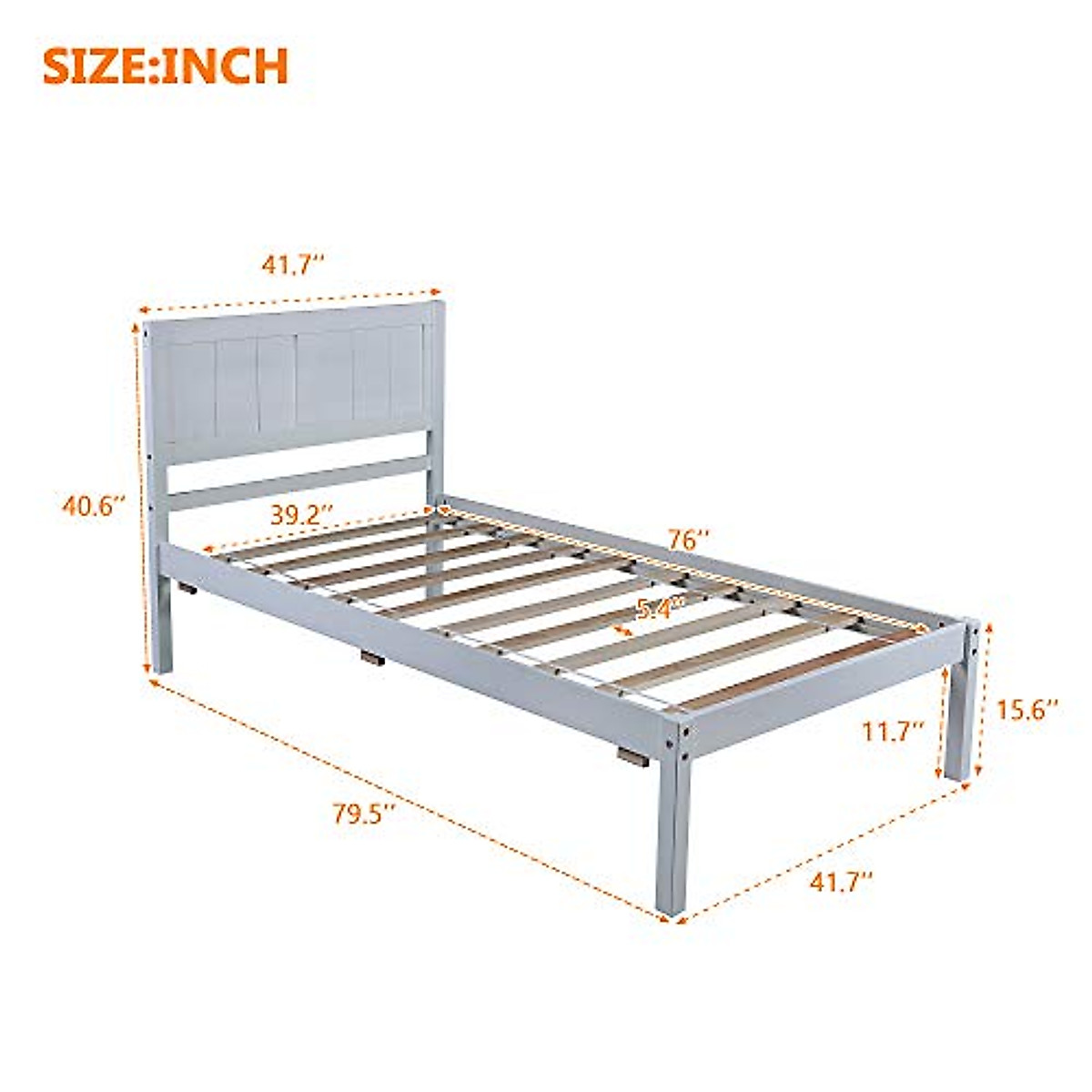 Tidyard Wood Platform Bed Twin Size Platform Bed with Headboard Mattress Foundation Easy Assembly, No Box Spring Needed for Dorm, Bedroom, Guest Room
