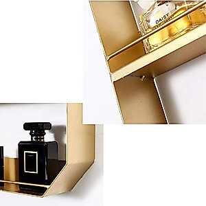 PIBM Stylish Simplicity Shelf Wall Mounted Floating Rack Shelves Bathroom Cosmetic Iron Art Storage Toiletries Multifunction Storage,3 Layers,3 Sizes, Gold , 30x8x50cm