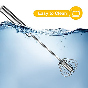 Egg Whisk,2 Pack Stainless Steel Home Kitchen Tool, Hand Easy Whisk Egg Beater Manual Mixer Blender for Whisking, Beating & Stirring (14 Inch and 10 Inch)