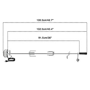 onlyfire 6022 Universal Grill Replacement Rotisserie Kit, with 37'' ×1/2'' Hexagon Spit Rod and Stainless Steel Electric Motor(Do No Fit Weber Gas Grill)