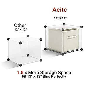 Aeitc 24 Storage Cubes- 14’’x14’’ Cube, More Sturdy (add Wire Panel), DIY Clothes Organizer, Craft Cube Storage with Doors, Bookshelf Units, Toy Storage Cabinets