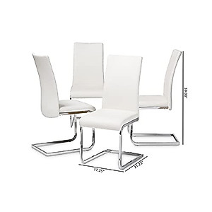 Baxton Studio Cyprien Modern and Contemporary White Faux Leather Upholstered Dining Chair (Set of 4)