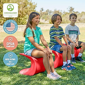 ECR4Kids Wave Seat, 14in - 15.1in Seat Height, Perch Stool, Red, 2-Pack