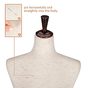 Bonnlo Upgraded Female Dress Form, Mannequin Torse Body with Adjustable Rubber Wood Stand for Dress Jewelry Display (White, 6-8)