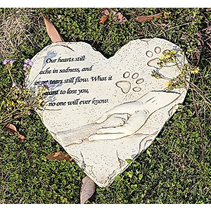 jinhuoba New York Dog Pet Memorial Stones, Hand-Painted Heart-Shaped Loss of Pet Dog Memorial Gifts with Sympathy Poem and Paw in Hand Design, (White)