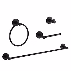 BGL Bathroom Hardware Set Matte Black 4-Pieces Bathroom Towel Rack 24 Inches Adjustable Bathroom Accessories Set