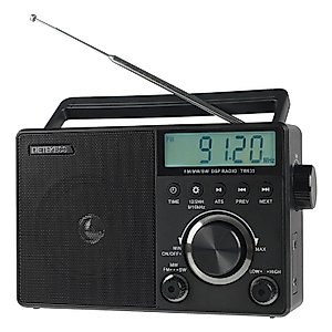 Retekess TR635 AM FM Radio with External Antenna Jack, Portable Shortwave Radio with Best Reception, Backlight LCD Display, Time Setting,Battery Operated or AC Power,Earphone Jack for Gift,Elder,Home