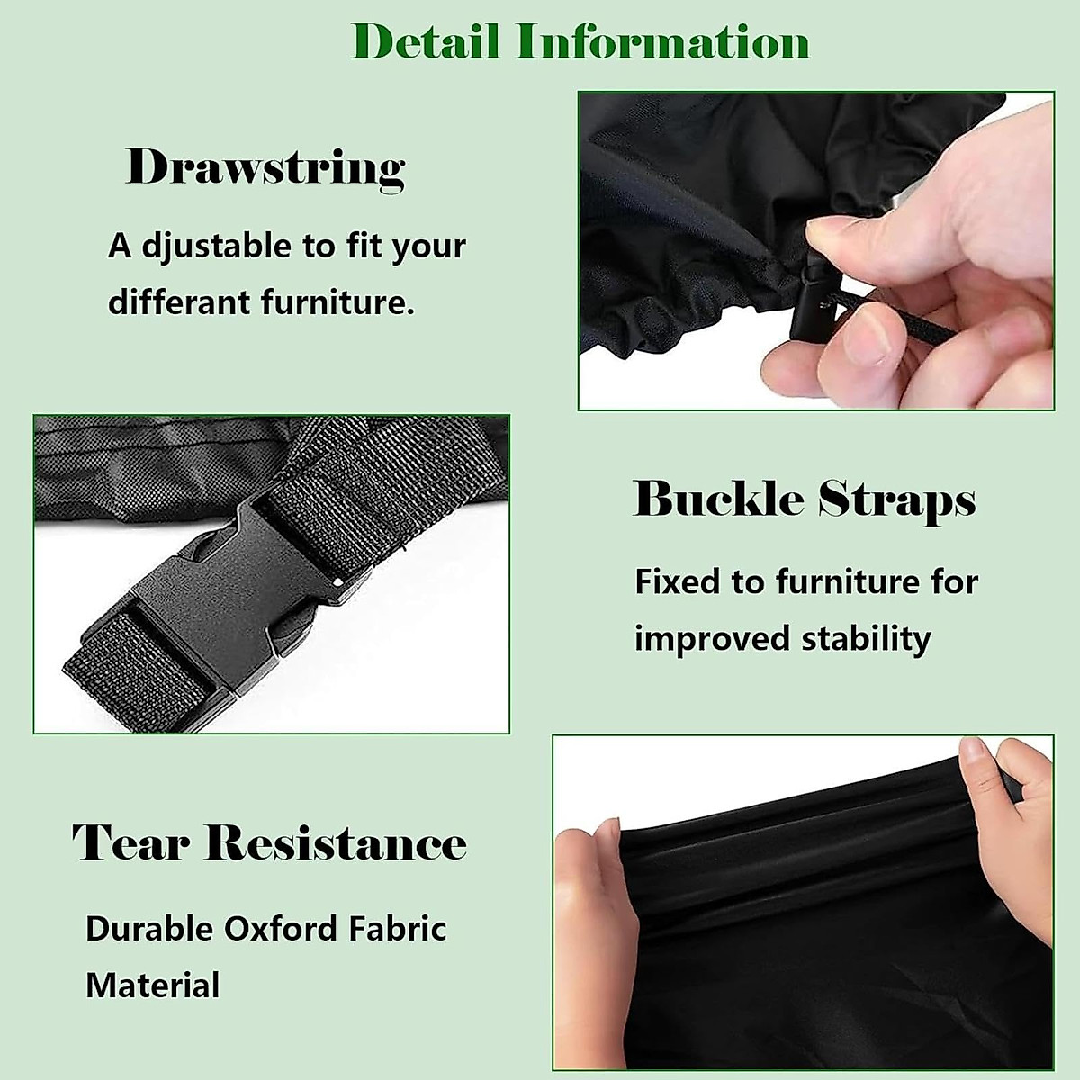 AZKDCL Patio Table Covers for Outdoor Furniture 75L x 55W x 31H inches Waterproof Weatherproof Rectangular Cover 600D Heavy Duty Furniture Covers Tear Resistant Outdoor Table Cover