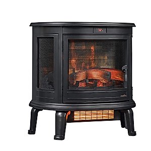 Duraflame Infrared Quartz 3D 1500 W Black Curved Front Infrared Electric Fireplace w/Adjustable Brightness, Remote Control, & Realistic Flame Effects