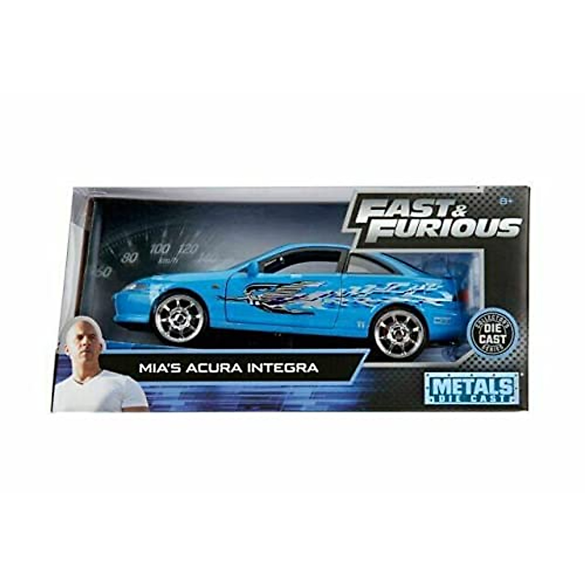 Jada Toys Fast & Furious 1:24 Mia's Acura Integra Type-R Die-cast Car, Toys for Kids and Adults Blue