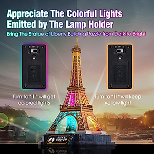 CubicFun 3D Puzzle LED Eiffel Tower with Colorful Lights 3D Puzzles for Adults Model Kits Franch Building Crafts for Adults Brain Teaser Architecture Desk Puzzle Gifts for Women Men
