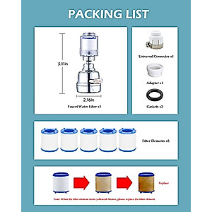 Water Filter for Sink, 360° Rotating Faucet Water Filter, Kitchen Bathroom Universal Swivel Sink Filter, with 3 Water Outlet Modes (Silver)