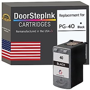 DoorStepInk Remanufactured in The USA Ink Cartridge Replacements for Canon PG-40 PG 40 PG40 Black for Canon Pixma iP1700 MP150 MP180 MP190 MP470 iP1800 MP160 Fax JX200