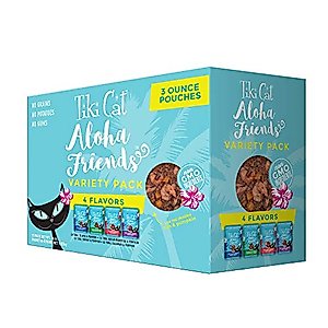 Tiki Cat Aloha Friends Variety Pack, Seafood Flavors with Pumpkin, Wet, High-Protein & High-Moisture Cat Food, For All Life Stages, 3 oz. Pouch (Case of 12)