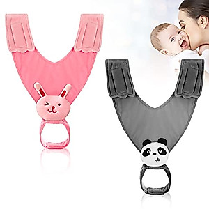 2 Pcs Adjustable Baby Bottle Holder Car Seat Bottle Spare Baby Bottle Feeding Sling Bottle Drink Holder Bracket Strap Tight Loop and Hook Tape for Hanging (Grey, Pink, Lovely Style)