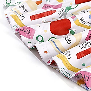 VUMUZU Toddler Girls Back to School Apple Pencil Dress Causal Flutter Sleeve Ruffle Bottom Dress 7-8Y