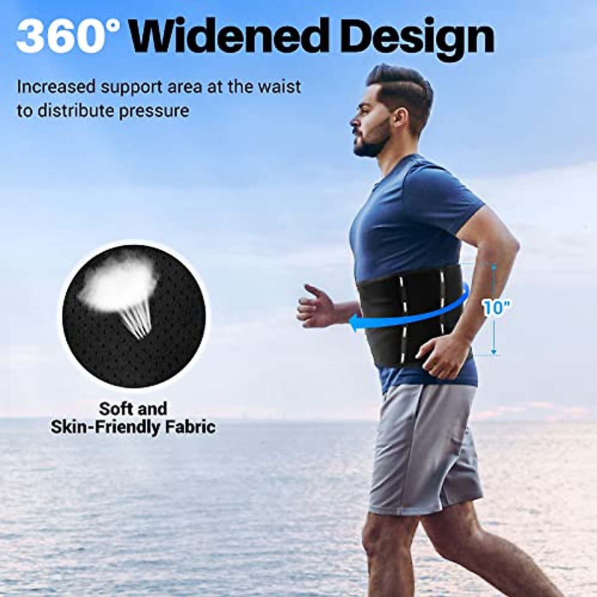 ONETWOFIT Lumbar Support Belt, Back Brace for Women Men, Back Support Belt with Lumbar Pad Black OT049801