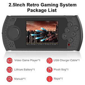 Handheld Games for Kids 16 Bit Retro Video Game Player Built-in 230 HD Games 3” TFT Screen Rechargeable Electronic Games Support Headphone for Best Gift (Black)