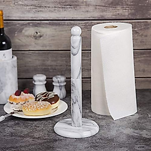 Creative Home Natural Marble Paper Towel Holder Kitchen Towel Dispenser Stand, 5.5" Diam. x 12.5" H, Off-White (Color May Vary)