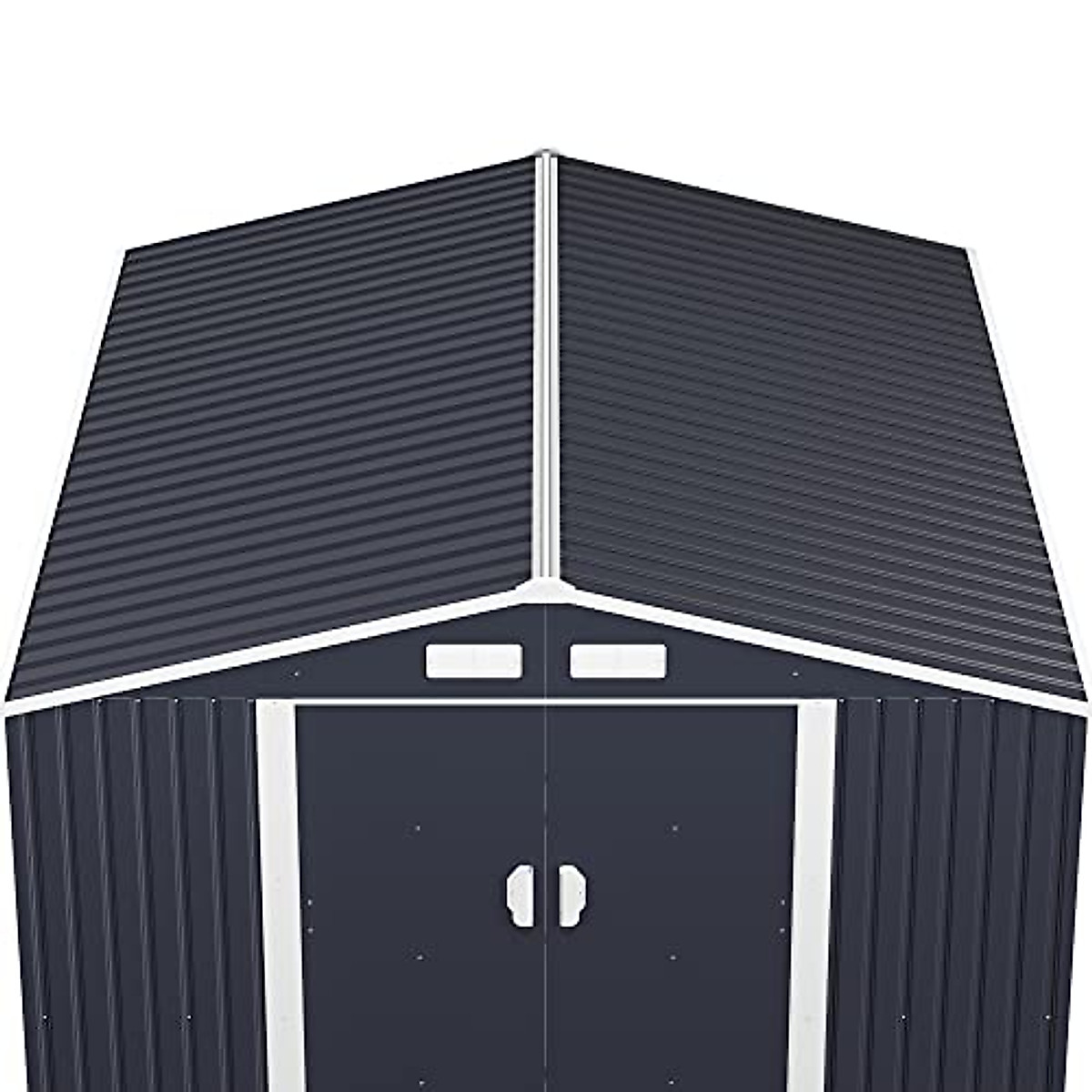 OELUBBY 9.1' x 10.5' Storage Shed Outdoor Metal Storage Clearance, Utility Large Shed Tool House for Backyard Garden Lawn Mower Equipment Organizer w/Lockable Sliding Door, Vents, Floor Frame - Gray