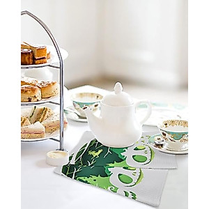 Hokiten Halloween Waffle Kitchen Towels Dishcloths, Green Ombre Pumpkins Castle Witch Absorbent Dish Towels | Hand Towels for Bathroom/Bar, 12 x 12 Inch, 2 Pcs