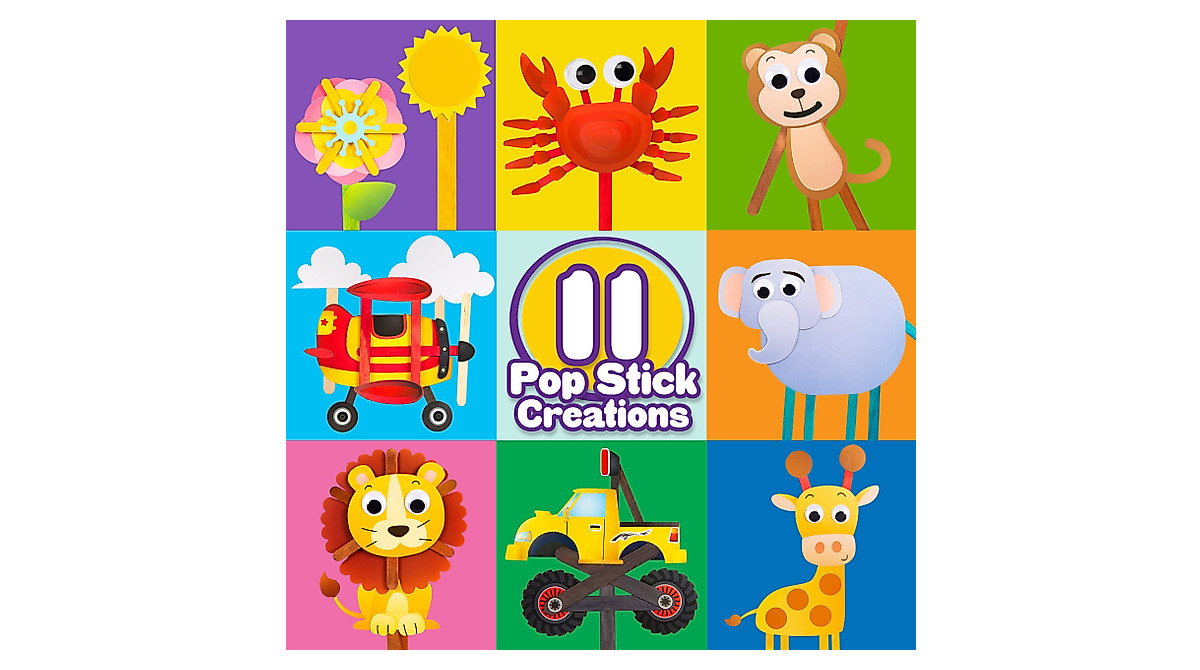 Creative Kids Preschool Crafts - 12 Pop Stick Art Figures