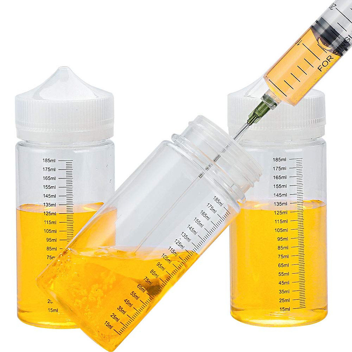 HUIZHU 5pcs 200ML Multi-functional dropping bottle precise dispensor bottle PET DIY liquid bottle Unicorn dropper bottle dispensing bottle (All transparent, 200ml x 5pcs)