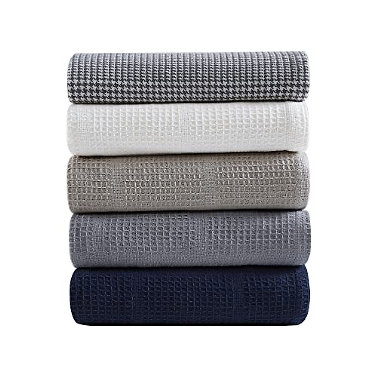 Kenneth Cole New York - Queen Blanket, Lightweight Cotton Home Bedding, Cozy Blanket for All Seasons (Houndstooth Grey/White, Queen)