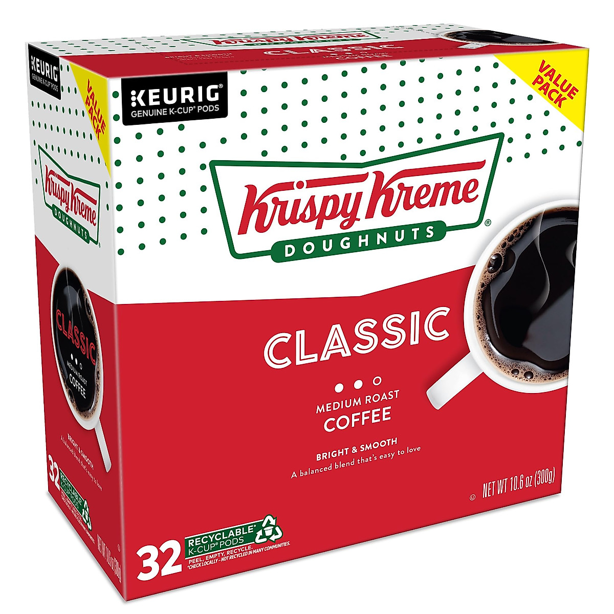 Krispy Kreme Classic, Single-Serve Keurig K-Cup Pods, Medium Roast Coffee Pods, 32 Count
