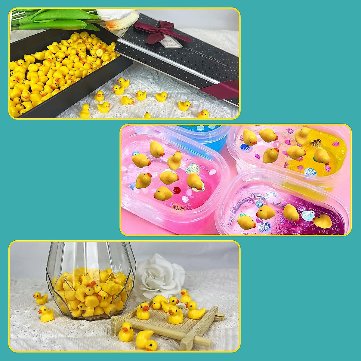 HAVAGDTM 120 PCS Mini Ducks Miniature Duck Figures for Ornament Miniature Garden Aquarium Mini Ducks DIY Handmade School Project Party Favor