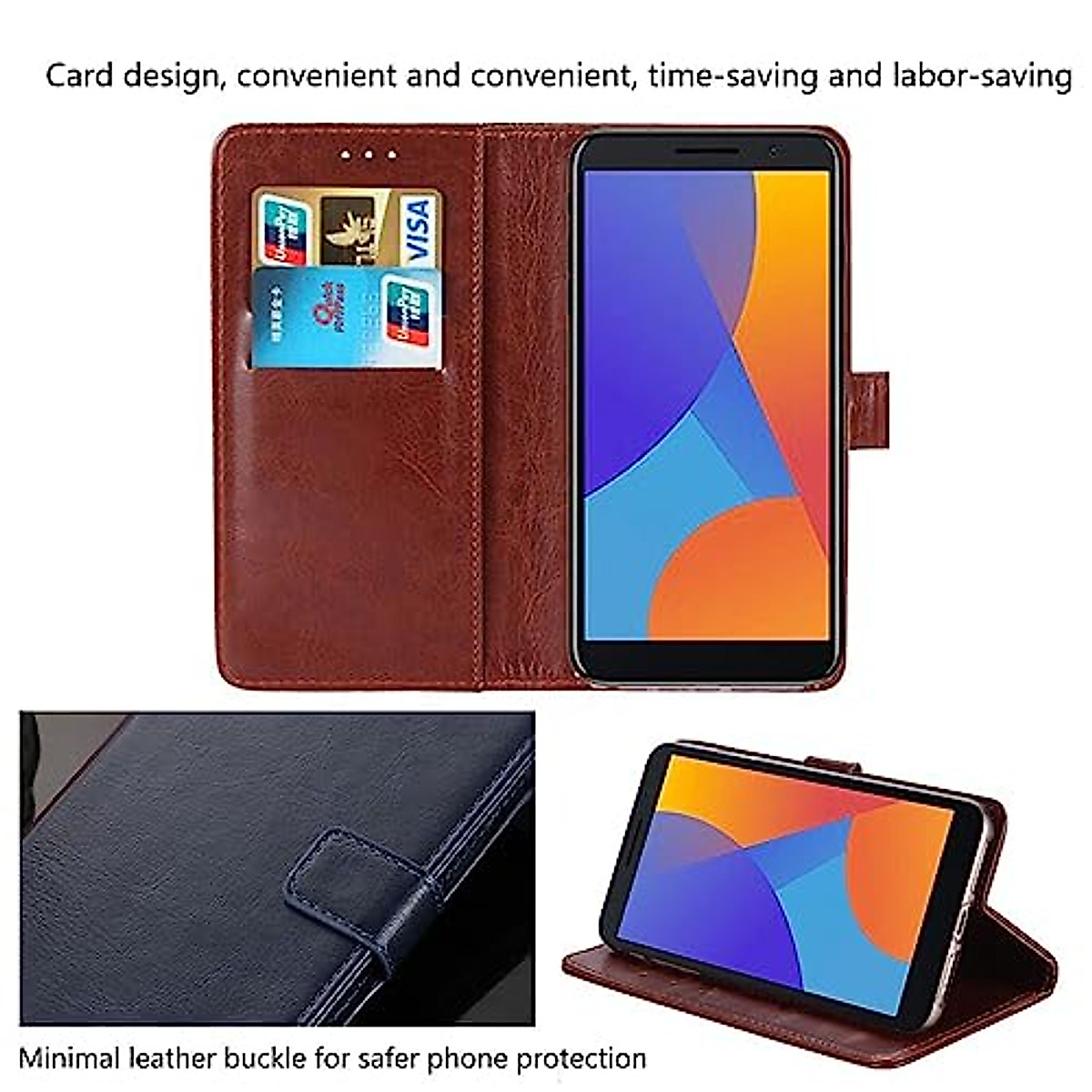 Generic Leather Shell for Motorola ThinkPhone Protective Cover, Holster Stand Case, Wallet Phone case with[Cash and Card Slots],Magnetic Cover for Motorola ThinkPhone (6,6") - Black-HZFM