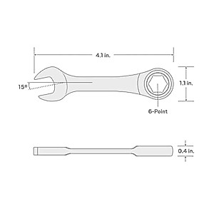 TEKTON 1/2 Inch Stubby Ratcheting Combination Wrench | WRN50010