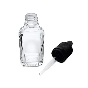 EISCO Heavy Duty Barnes Dropping Bottle, 30ml (1oz) - Transparent Soda Glass - 1ml Capacity Glass Dropper - Screw Cap with & Rubber Bulb