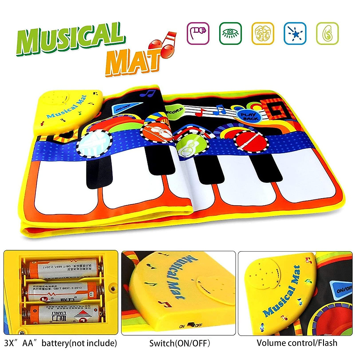 Cyiecw Piano Mat, Toddler Toys Musical Mat with 25 Music Sounds Floor Piano Keyboard Mat Carpet Touch Playmat Educational Toys for Baby Kids Boys Girls 1 2 3+ Year Old