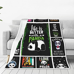 Panda Flannel Blankets Super Soft and Warm Throw Blanket for Couch Sofa Gifts for Girls Boys Kids