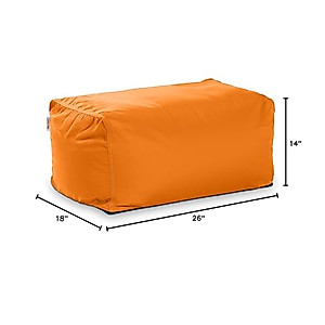 Jaxx Leon Outdoor Bean Bag Ottoman Bench, Premium Sunbrella, Tangerine