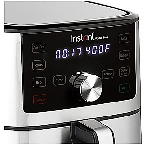 Instant Vortex Plus 6-in-1, 4QT Air Fryer Oven, From the Makers of Instant Pot with Customizable Smart Cooking Programs, Nonstick and Dishwasher-Safe Basket, App With Over 100 Recipes, Stainless Steel