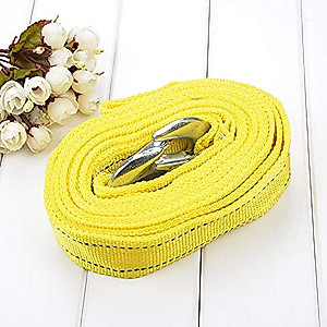 Tow Straps Heavy Duty with Hooks Double-Layer Towing Strap 2” x 13’ | 10000 LB Capacity Trailer Belt for Cars Trucks Jeeps Boats and More,Tow Rope Yellow