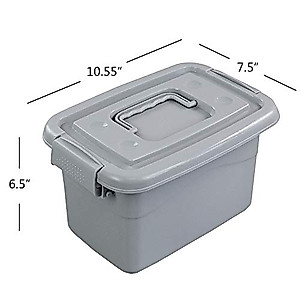 Readsky 6-Pack 5 L Plastic Storage Bin with Lid and Handle, Grey
