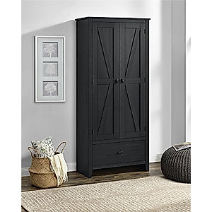 Ameriwood HOME SystemBuild Farmington 30 inch Wide Storage Cabinet, Black Oak